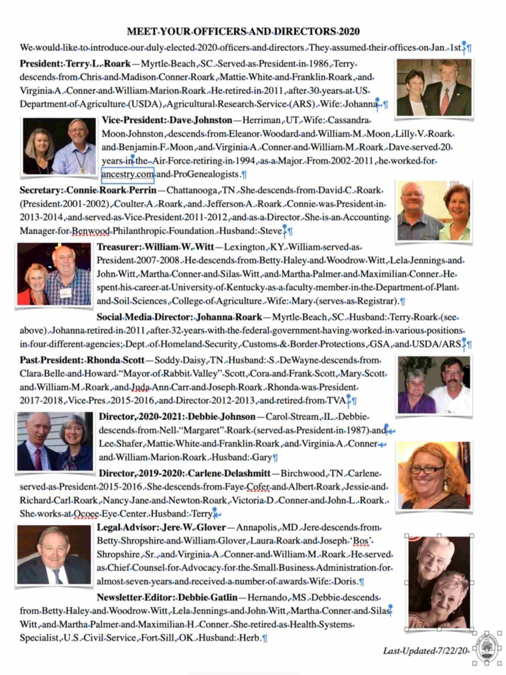 Board of Directors – Roark-Conner Association